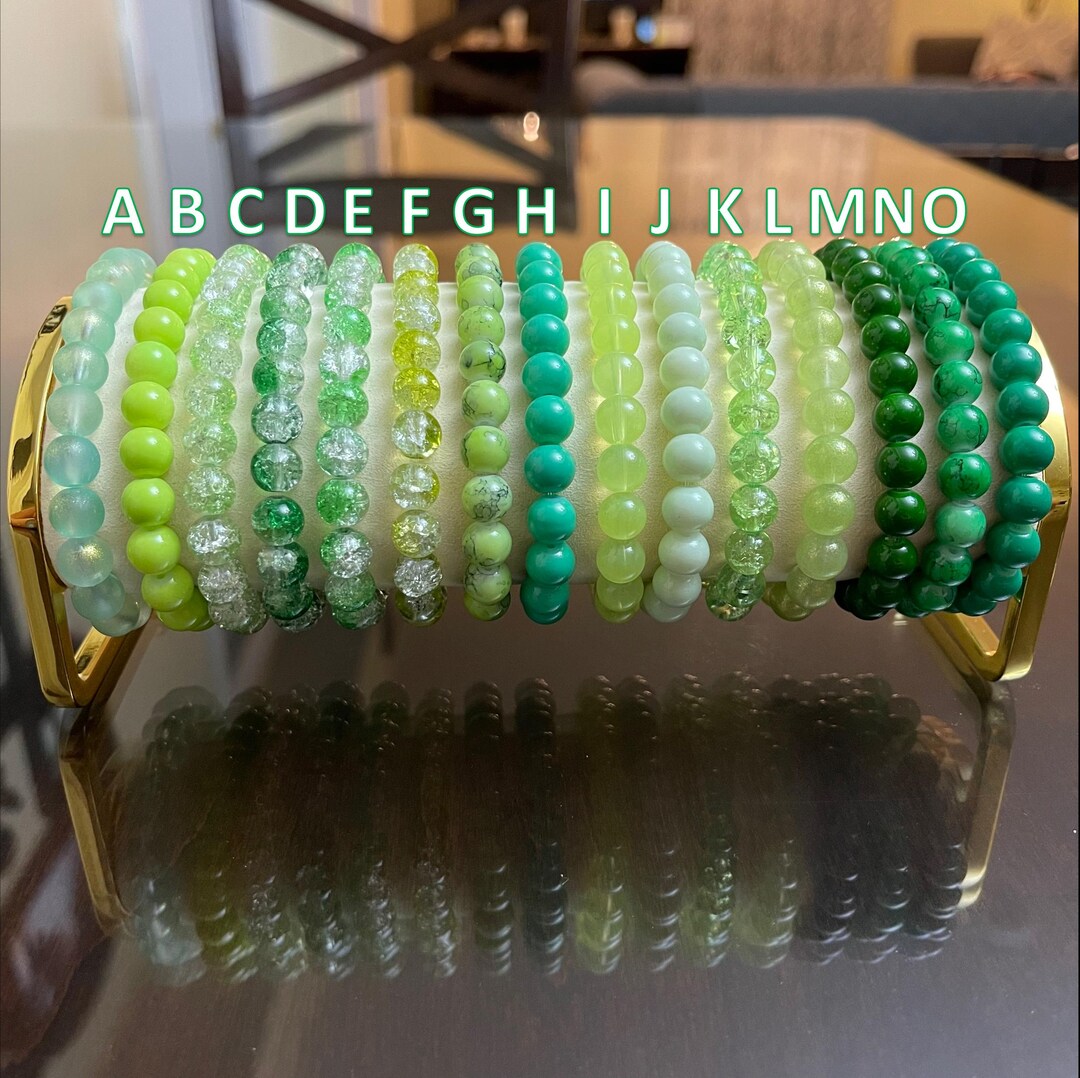 Green Bead Stretch Bracelets - Etsy