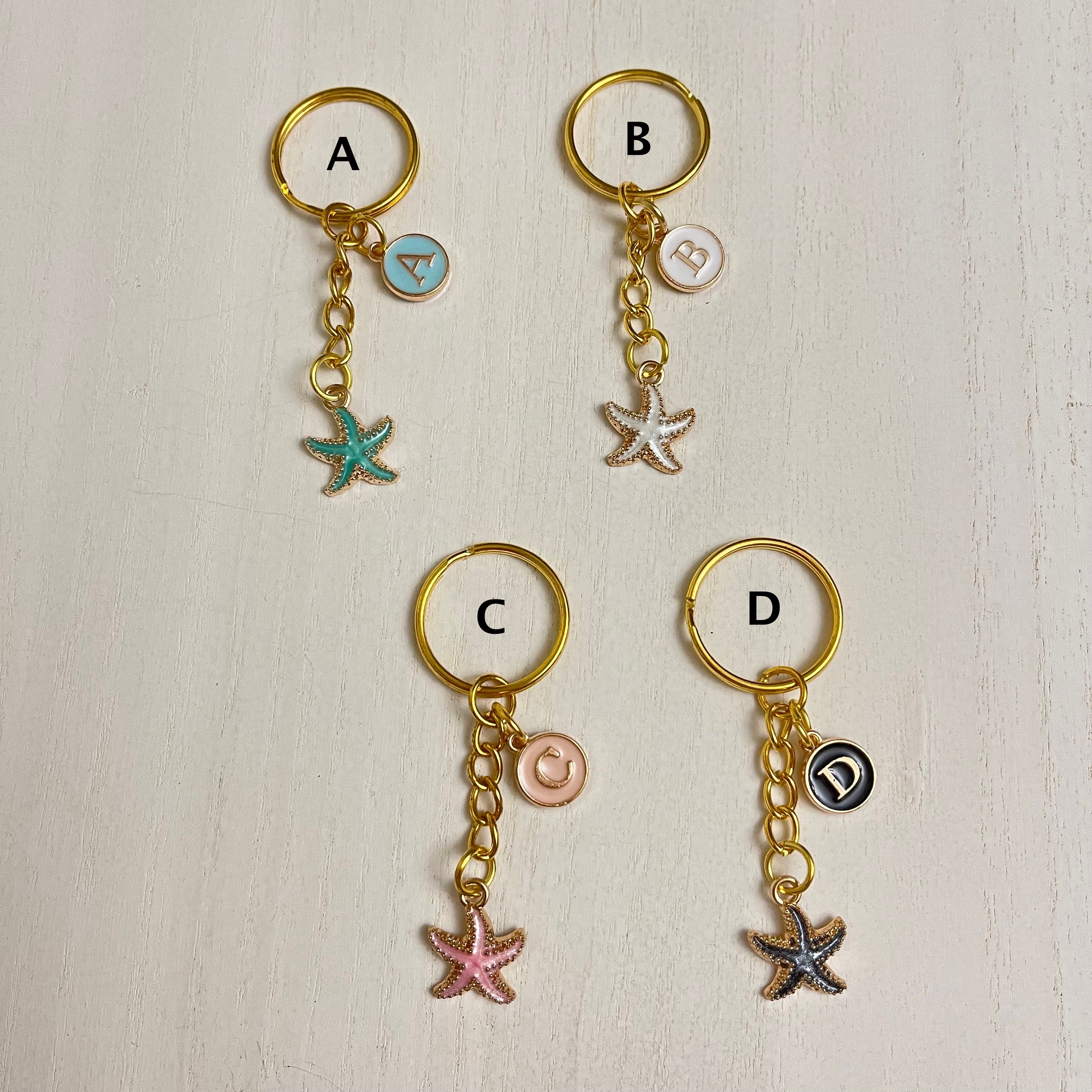 Starfish With Custom Letter Keychain - Etsy