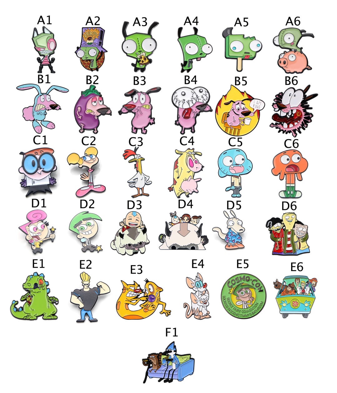 Cartoon Pins: Invader Zim, Courage the Cowardly Dog, Dexter's ...