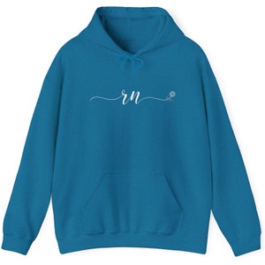 New RN Hoodie - RN in Cursive - Daisy Nurse Work Hooded Sweatshirt ...