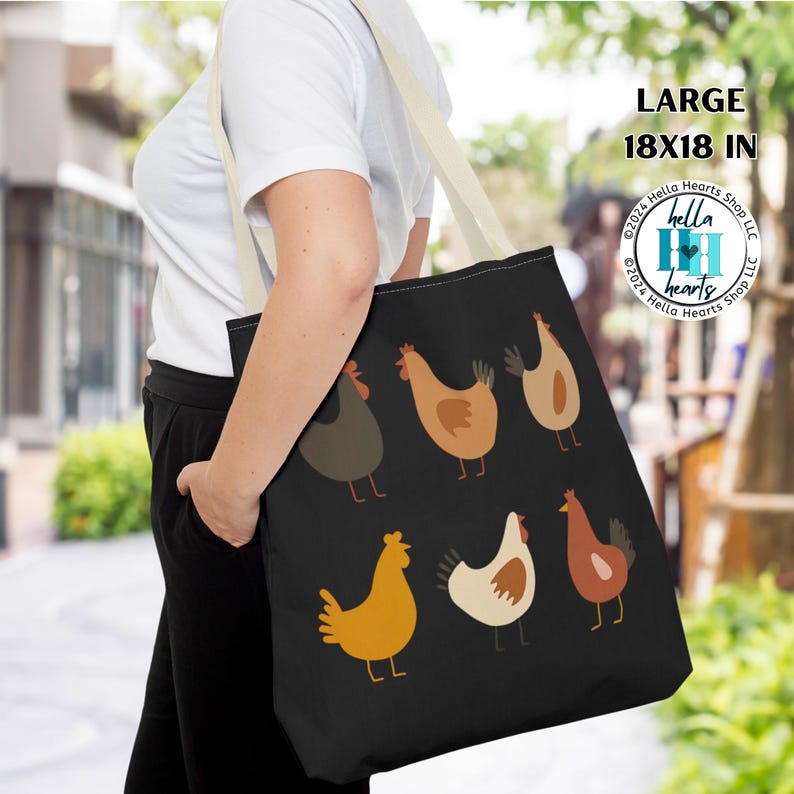 Chicken Tote Bag - Loves Chickens Gift - Simple Retro Country Farmhouse ...