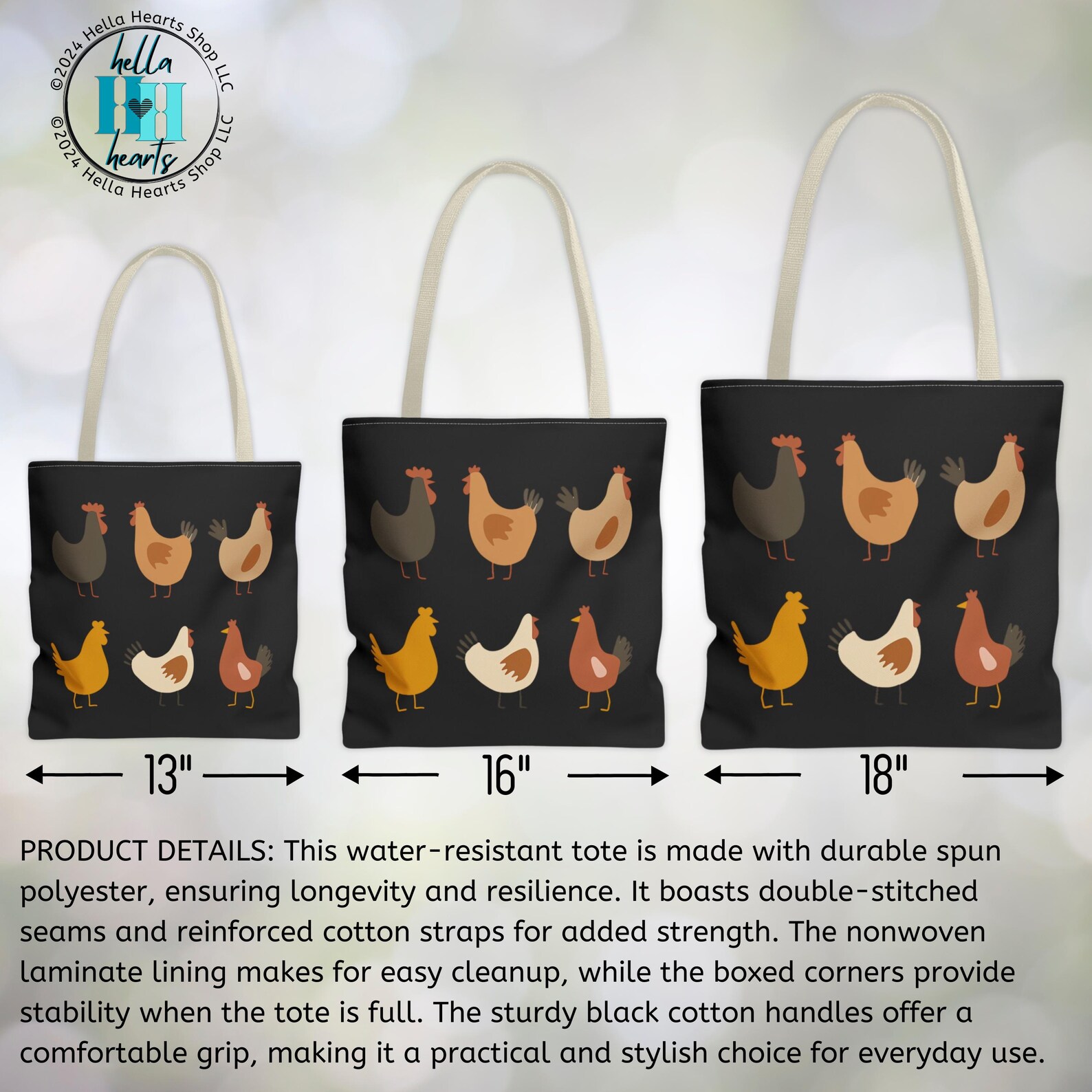 Chicken Tote Bag - Loves Chickens Gift - Simple Retro Country Farmhouse ...