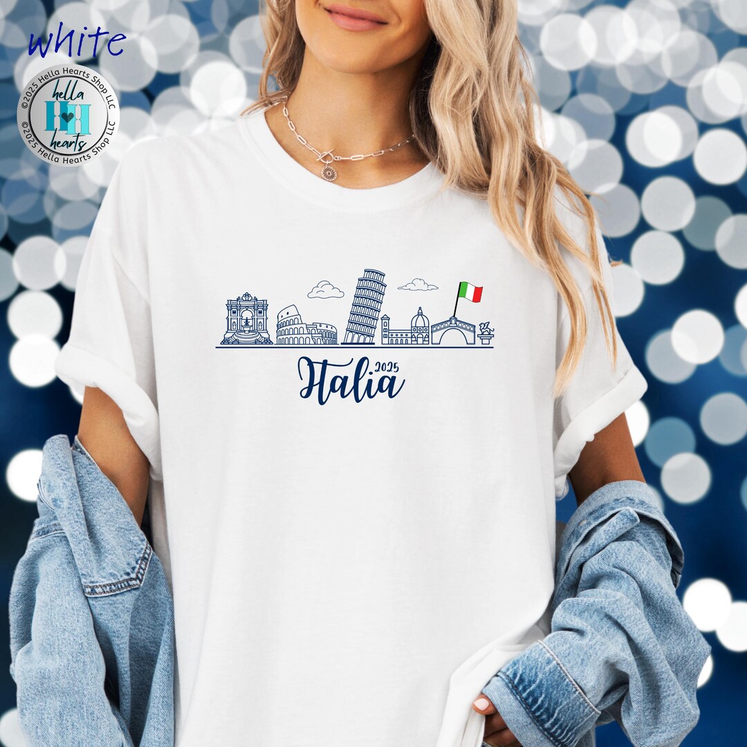 Italy Trip Shirt, Italian Landmarks, Colosseum Tower Pisa Ponte Rialto ...