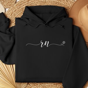 New RN Hoodie - RN in Cursive - Daisy Nurse Work Hooded Sweatshirt ...