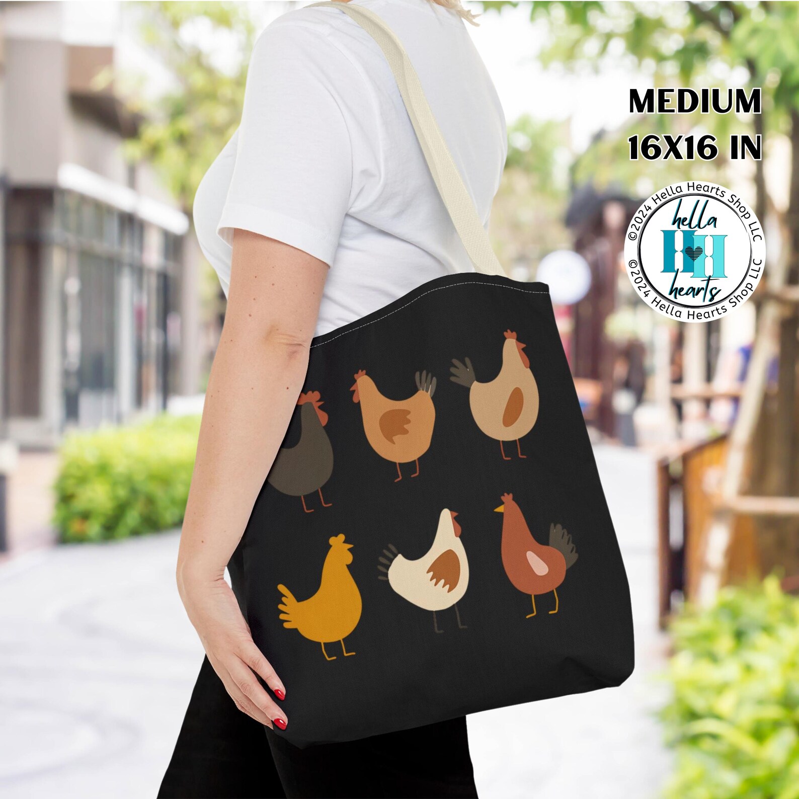 Chicken Tote Bag - Loves Chickens Gift - Simple Retro Country Farmhouse ...