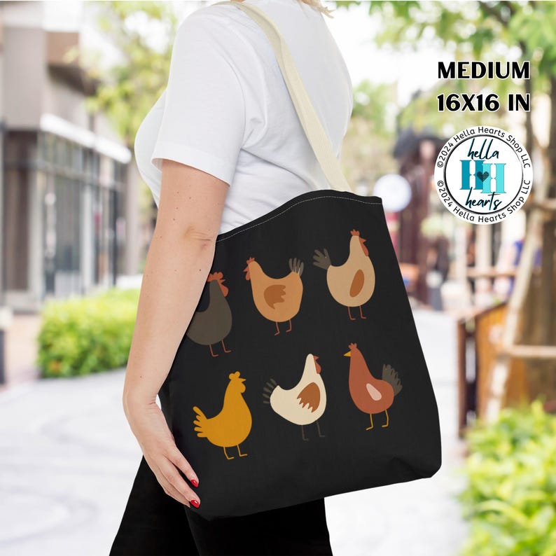 Chicken Tote Bag - Loves Chickens Gift - Simple Retro Country Farmhouse ...