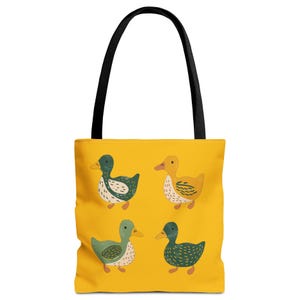 Ducks Tote Bag - Eugene Oregon Bag - Farmhouse Green Yellow - Folk Art ...