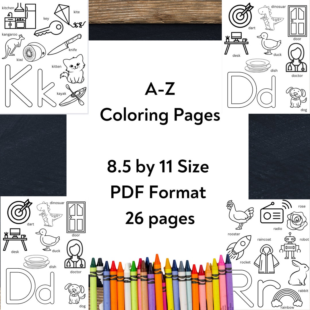 A-Z Coloring Pages - Etsy