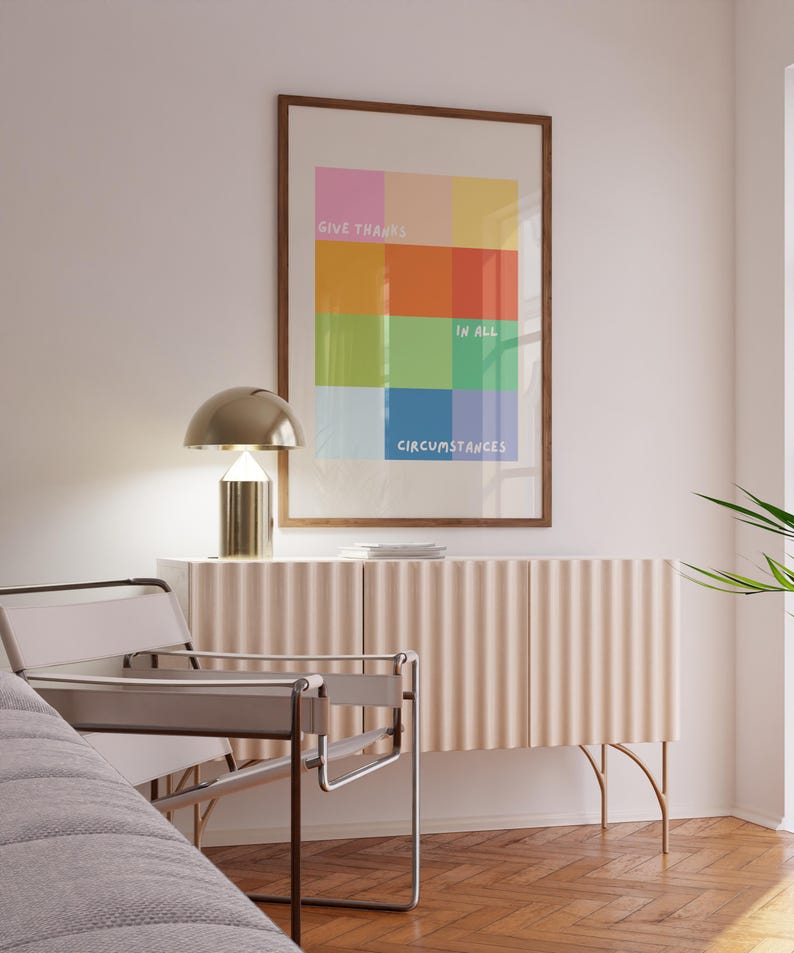 Colorful Bible Verse Digital Art Christian Wall Give Thanks in All ...