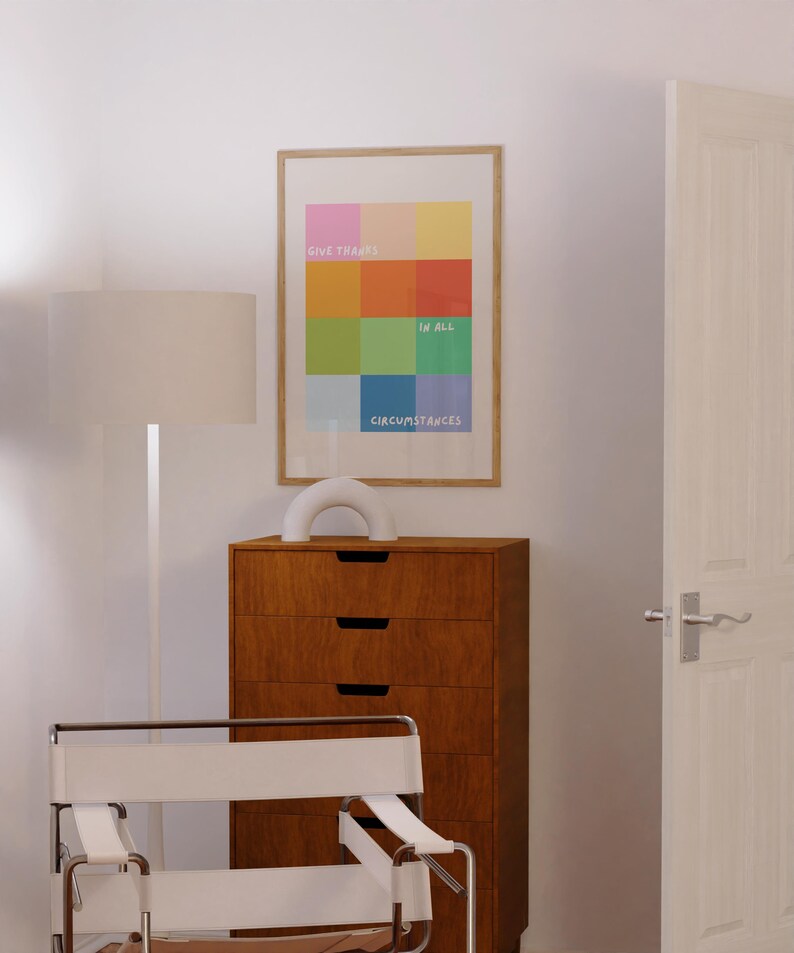 Colorful Bible Verse Digital Art Christian Wall Give Thanks in All ...