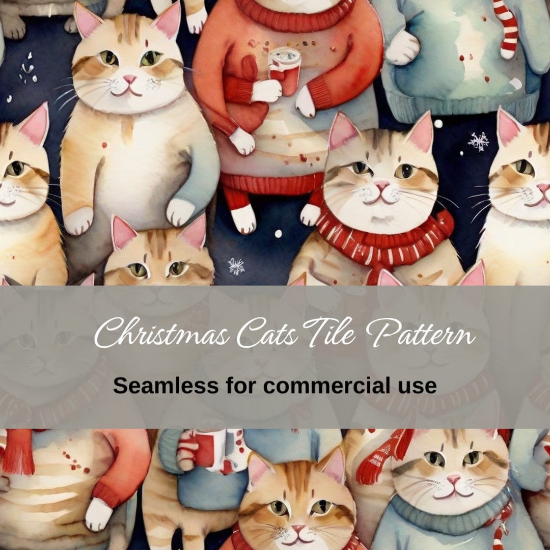 Christmas Cats Tile Pattern Ai-generated - Etsy