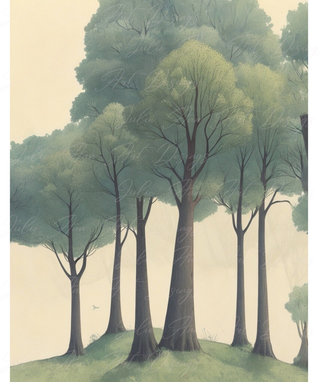 Whimsical Trees Cartoon Trees Watercolor Trees Art Trees - Etsy