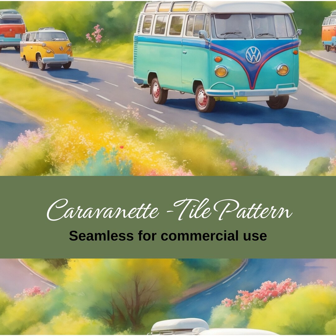 VW Caravanette Roadtrip Tile Pattern - Etsy