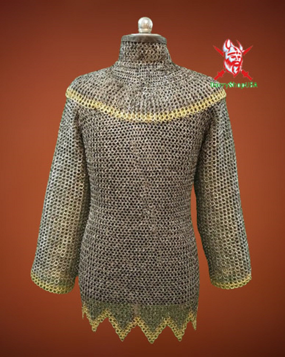 Chain Mail Shirt With Collar 9 Mm Stainless Steel Flat Ring Chainmail ...