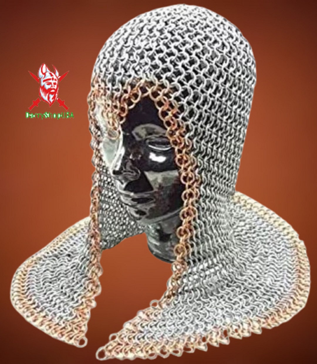 Aluminium Butted Chainmail 10mm , Open Neck Coif/hood, Medieval Knight ...