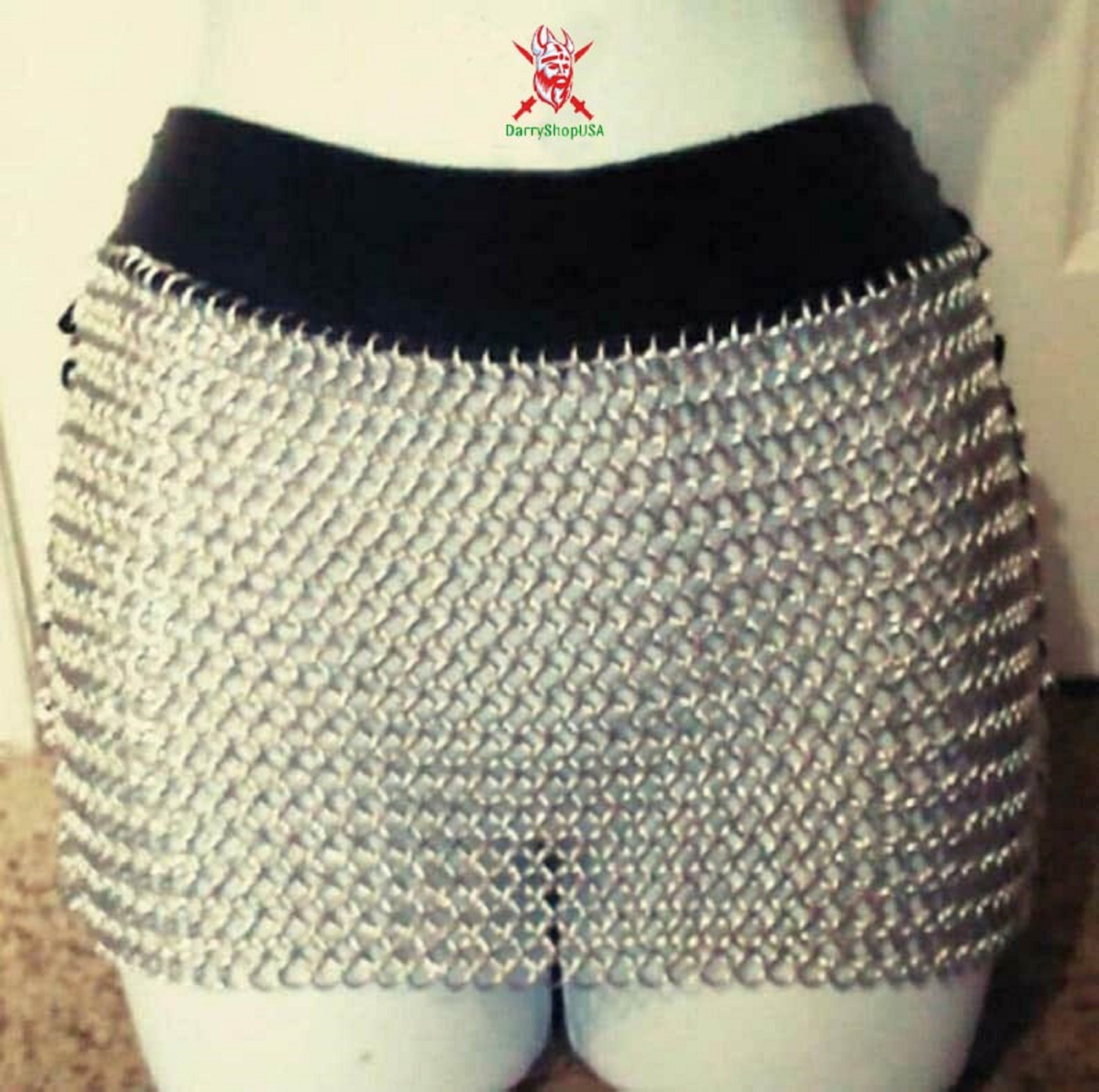 Chainmail Mini Skirt With a Leather Belt ,leather Lacing up the Sides ...