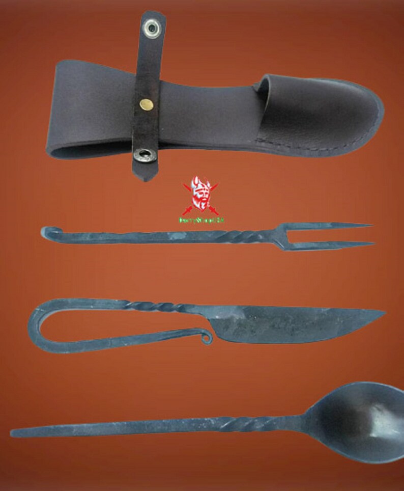 Medieval Cutlery Set, Hand Forged Medieval Kitchen Set Spoon, Knife ...