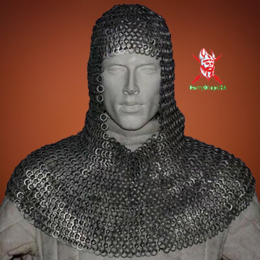 Chain Mail Coif ,flat Riveted With Flat Washer ,9 Mm Medieval Coif ...