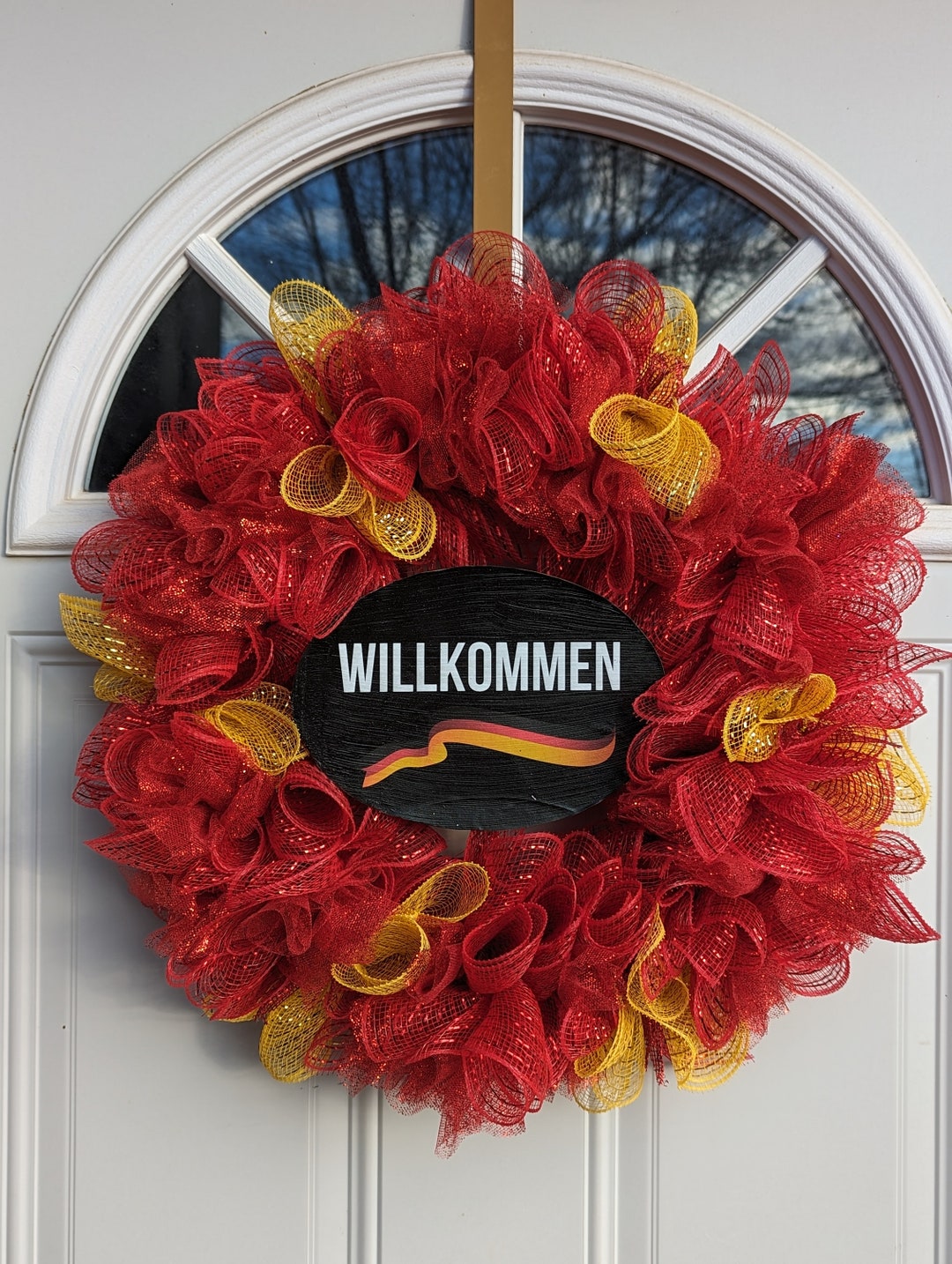 Extra Full Festive Red and Yellow Wreath, German, Germany, Teacher Gift ...