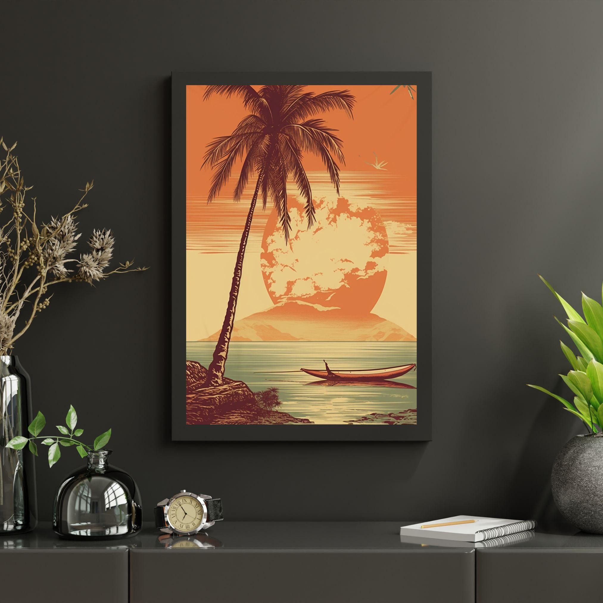Retro Art, Beach, Beach Print, Palm Tree, Palm Tree Print, Wall Art ...