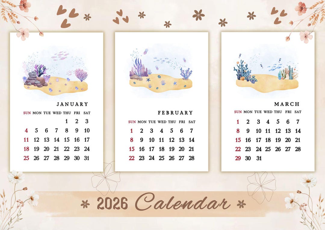 Under the Sea Printable 2026 Calendar - Etsy