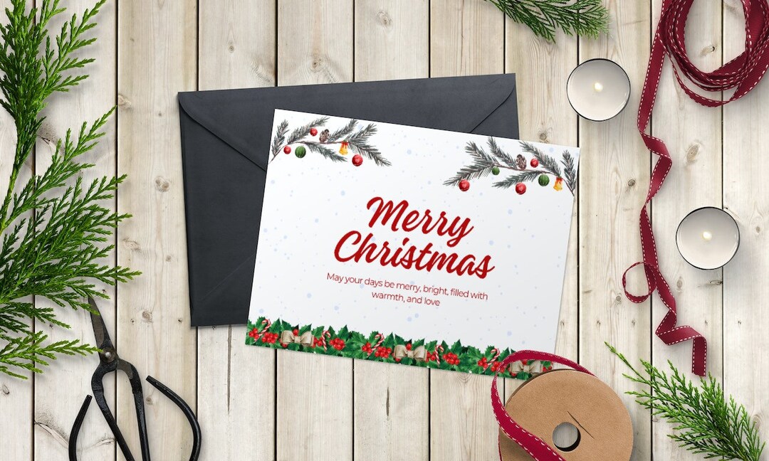 Editable Christmas Greeting Card - Etsy
