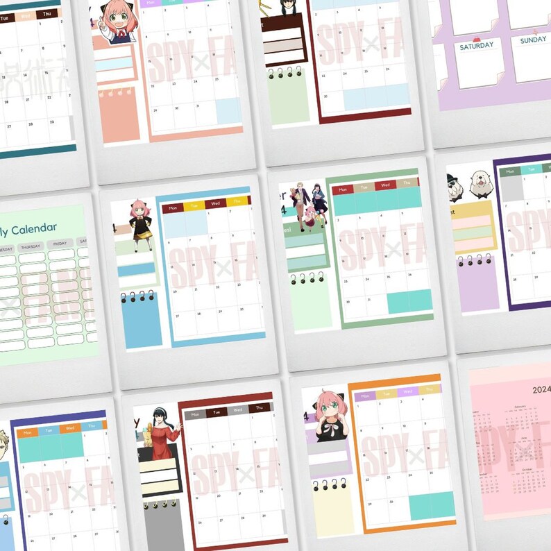 Spy X Family 2024 CALENDAR AND PLANNER Printable Pdf 18 Pages Anime ...