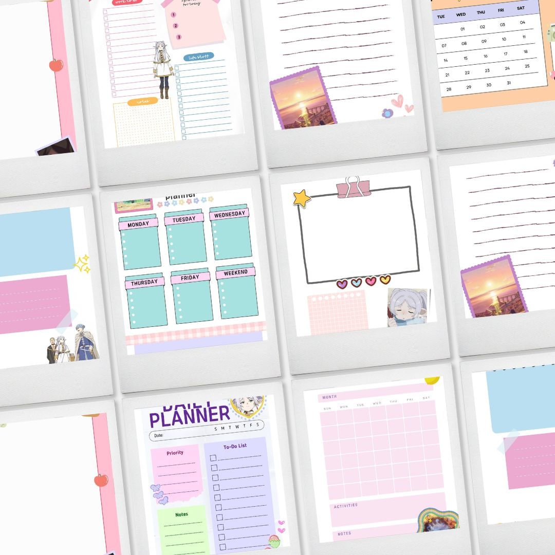 Frieren Planner undated Calendar, Anime Planner, Kawaii Planner, Cute ...