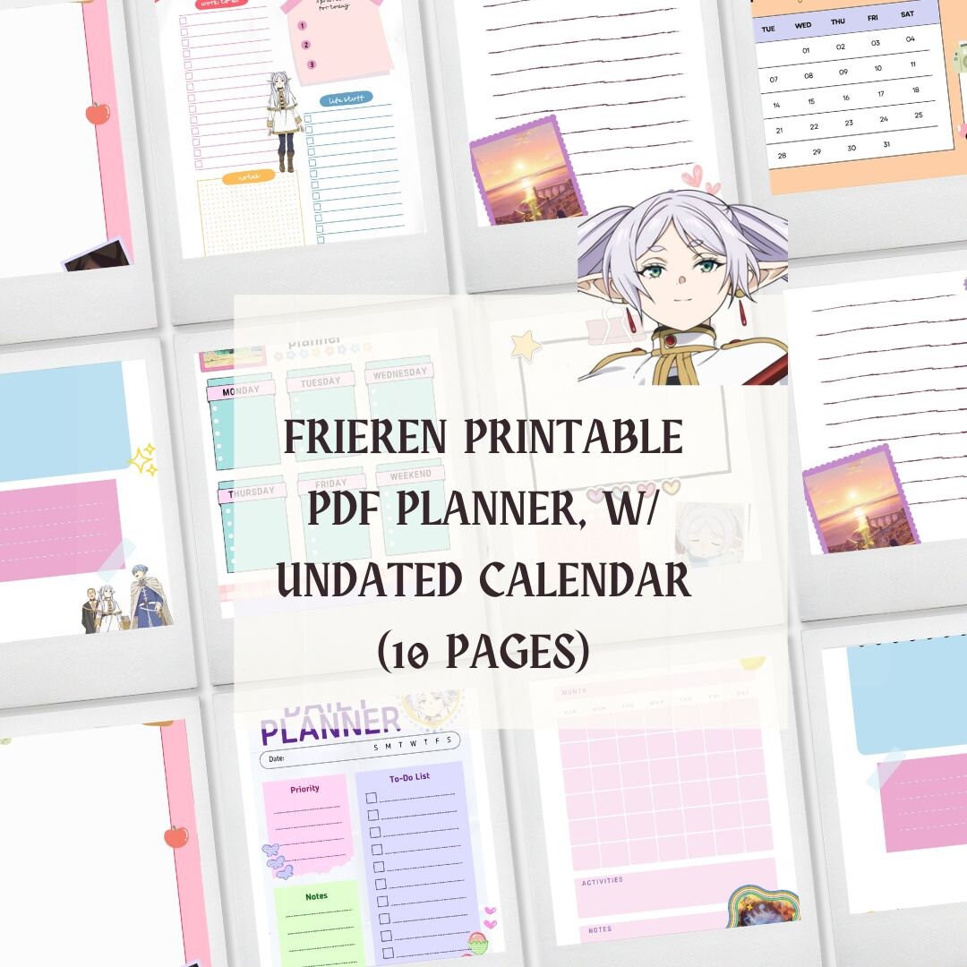 Frieren Planner undated Calendar, Anime Planner, Kawaii Planner, Cute ...