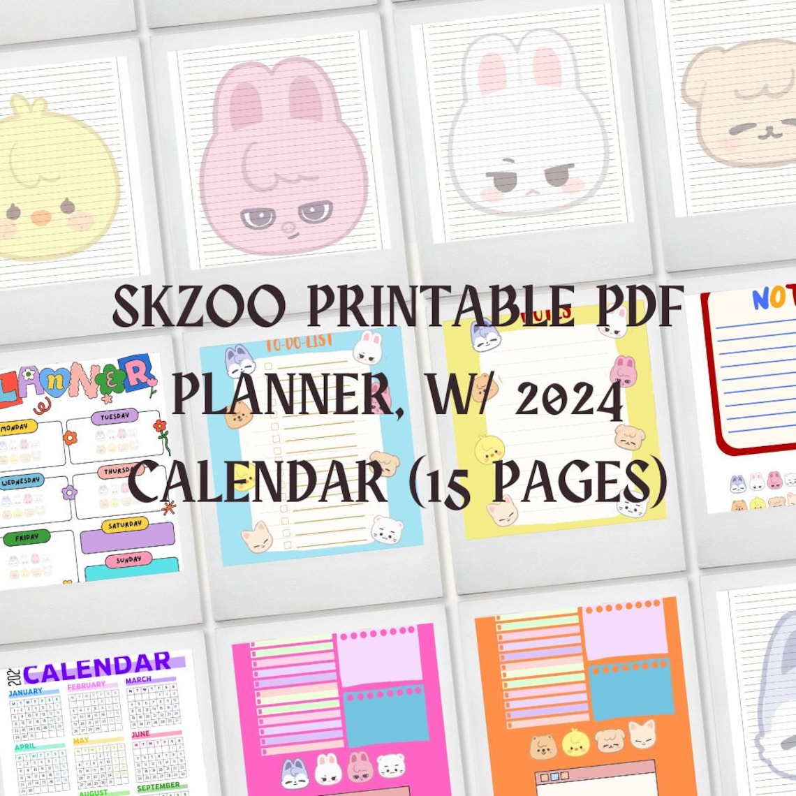Stray Kids Skzoo Planner Digital Printable Pdf With 2024 Calendar 15 ...
