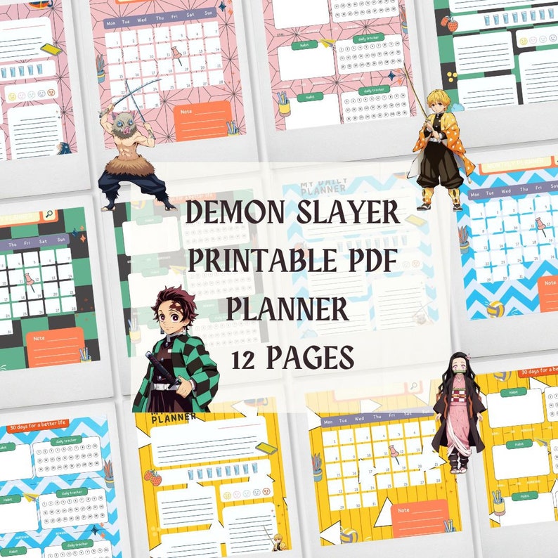 Tanjiro, Nezuko, Zinetsu, Inosuke Printable PDF Planner 12pages demon S ...