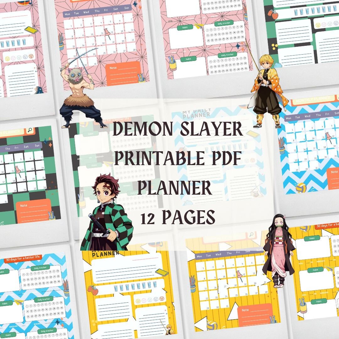 Tanjiro, Nezuko, Zinetsu, Inosuke Printable PDF Planner 12pages demon S ...