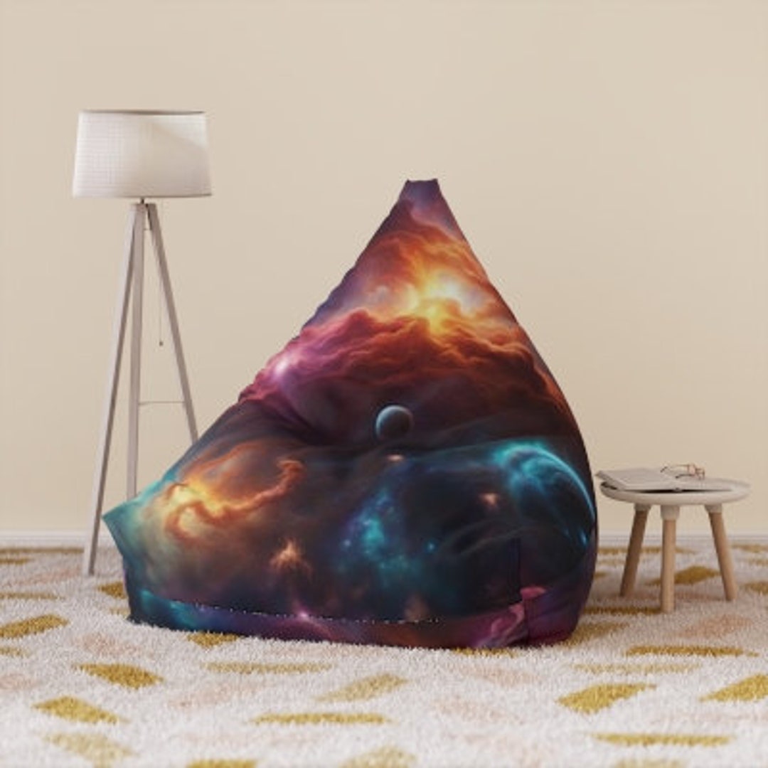 Galactic Splendor Bean Bag Cover Nebula and Galaxy Design, Blues ...