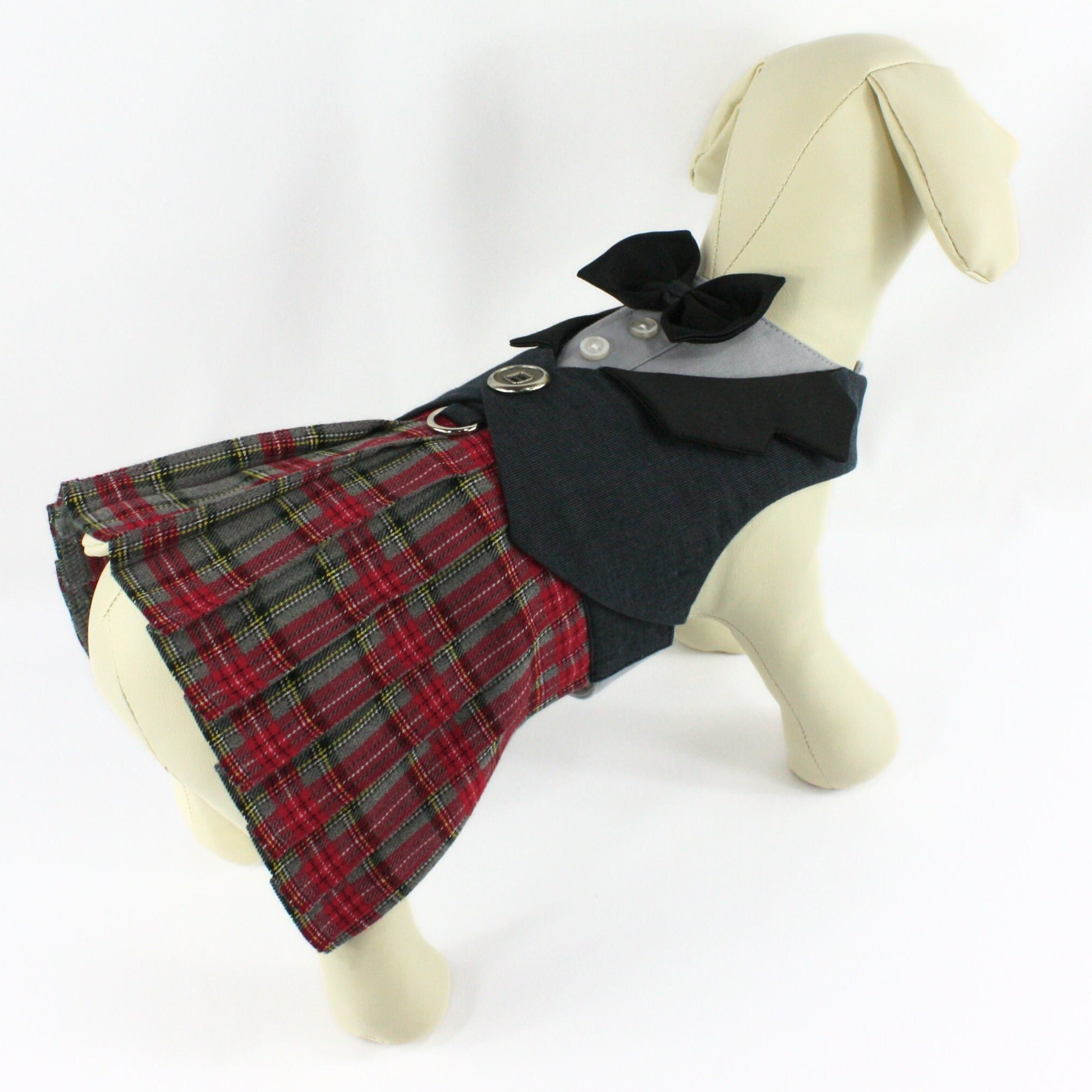 Dog Kilt, Red and Grey Plaid Skirt, Dog Suit, Pet Dress - Etsy