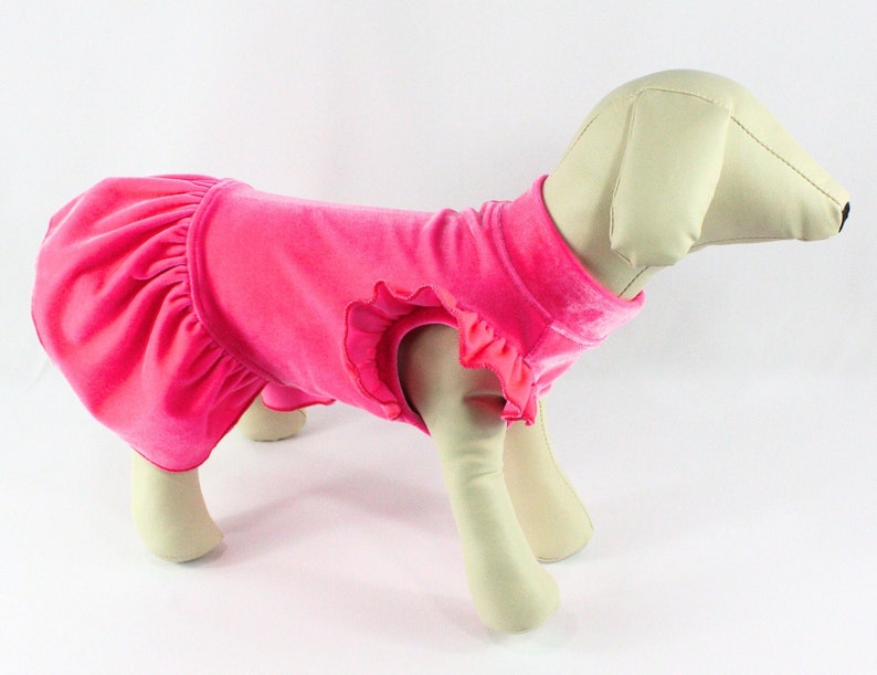 Hot Pink Dog Dress, Stretch Velvet, Comfortable Pet Outfit - Etsy