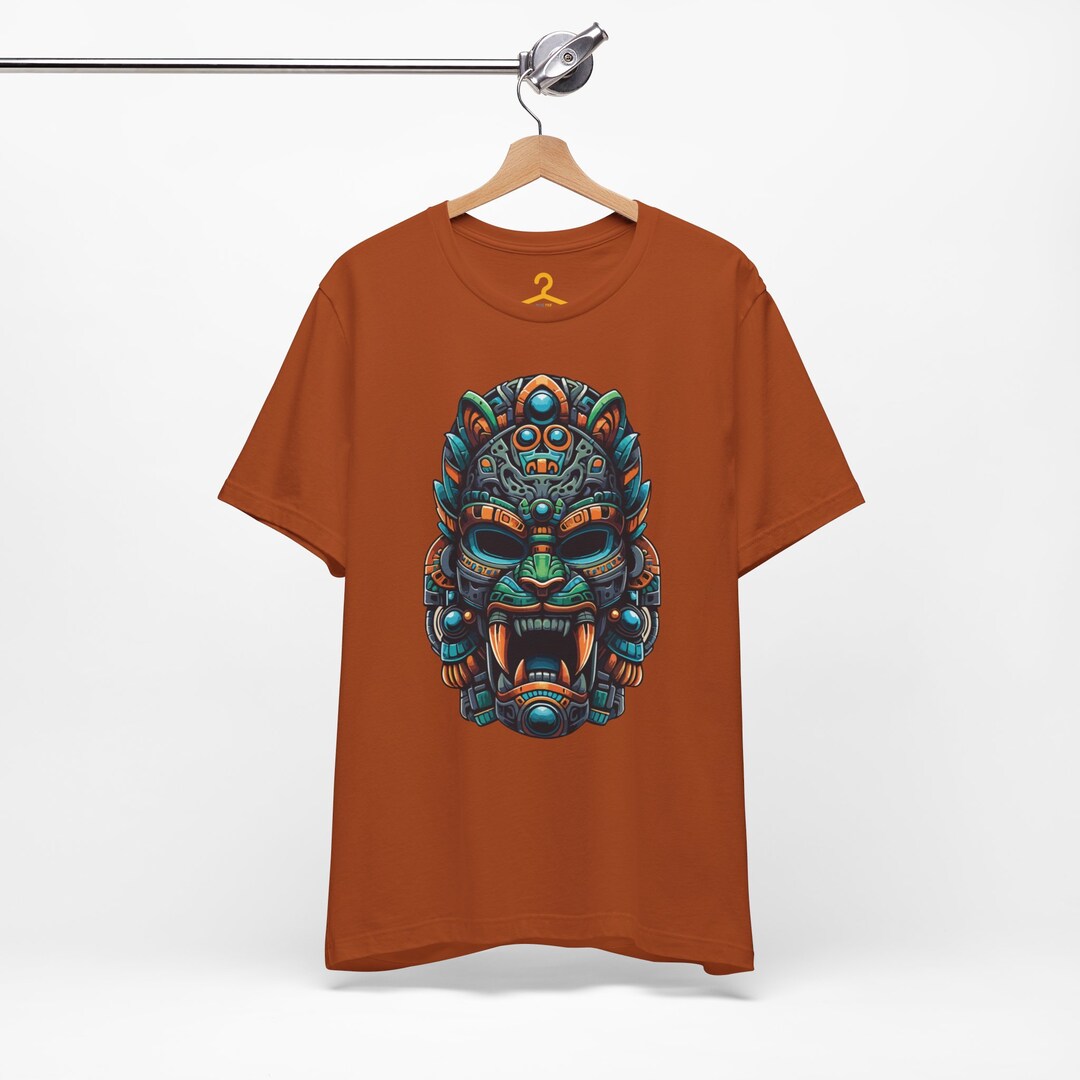 Aztec Jaguar Warrior Unisex T-shirt Intricate Tribal Mask Design Unique ...