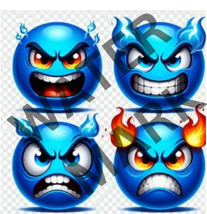 Angry Blue Emoji Digital Download | Printable Clipart | Instant ...