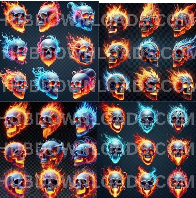 Flaming Skull PNG | Skull PNG | Skull Clipart | Fire Skull Clipart ...