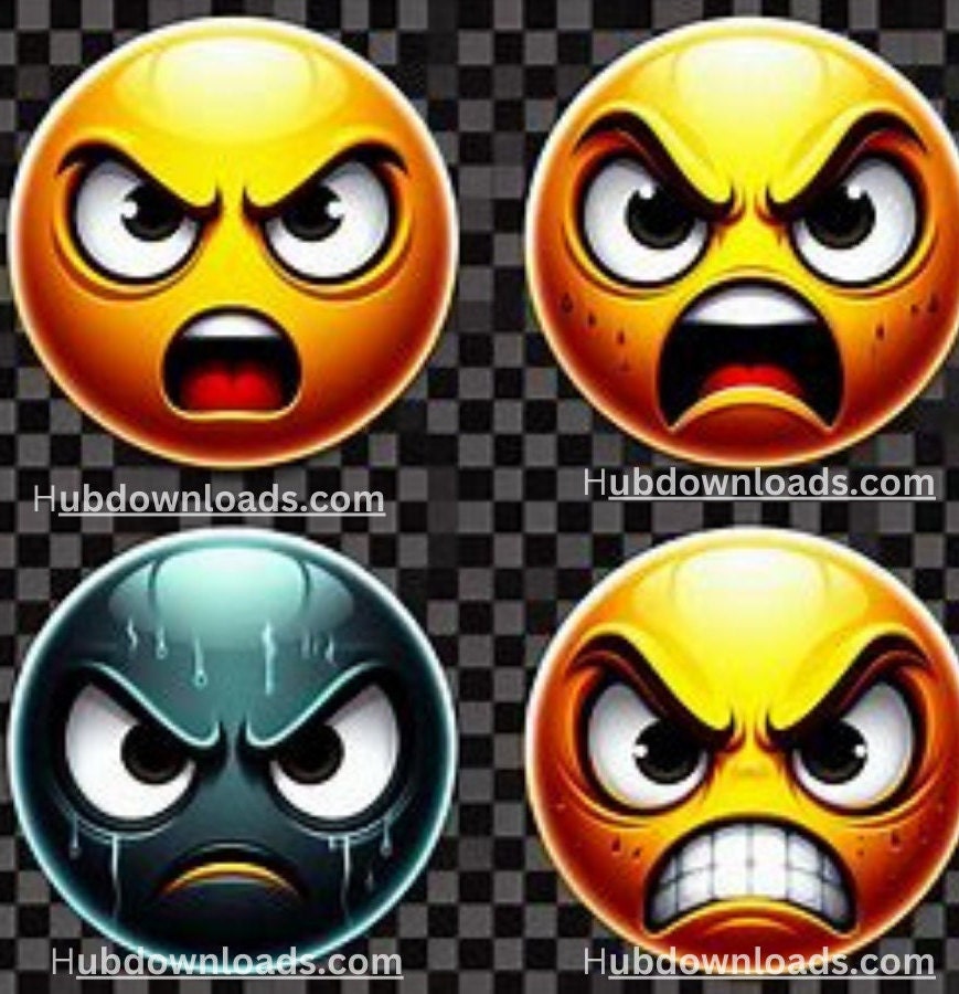 Angry Emoji Bundle | 12 Furious Face Pngs| Digital Download | Cricut ...