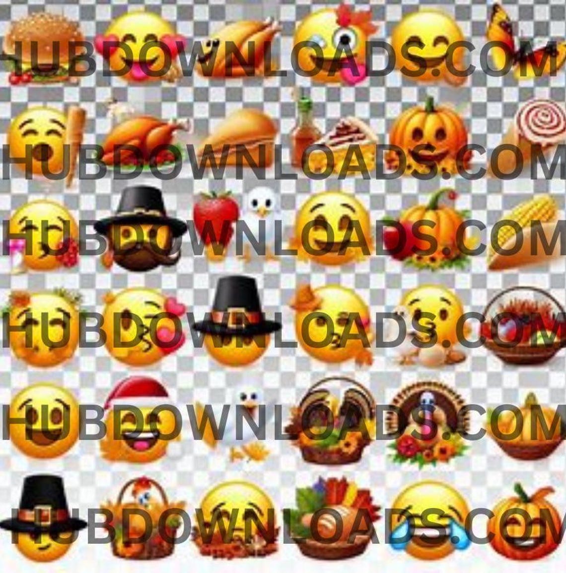 Thanksgiving Emojis - Digital Download PNG - Turkey, Pumpkin, Pilgrim ...