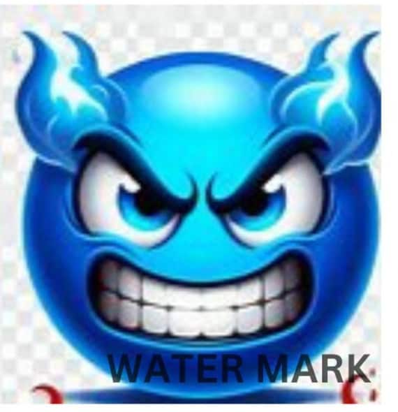 Blue Angry Face