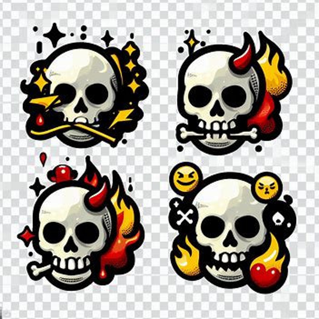 Skull Emoji - Digital Download 4 PNG Skull Designs - Etsy