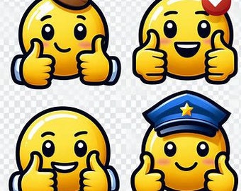 3D Thumbs up Emoji Meme PNG Set | Funny Reaction Emoticons | Digital ...