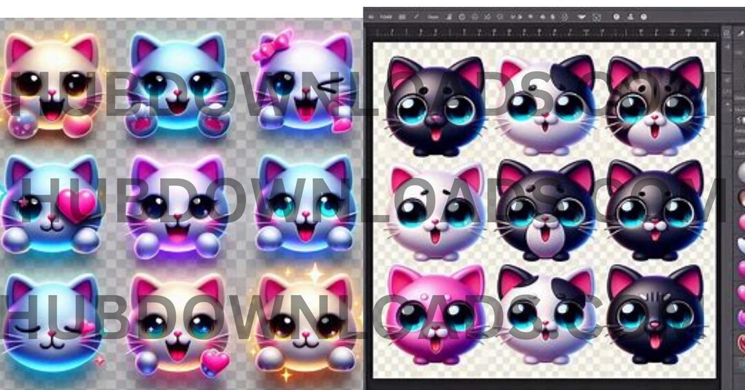 Purrfectly Kawaii Kitty Emoticons: Adorable Cat Emoji Pngs for Digital ...