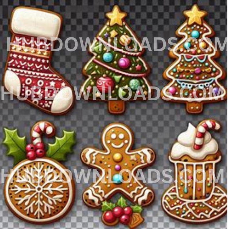Instant Download Xmas Cookie Clipart Bundle 30 Festive Pngs for Holiday ...