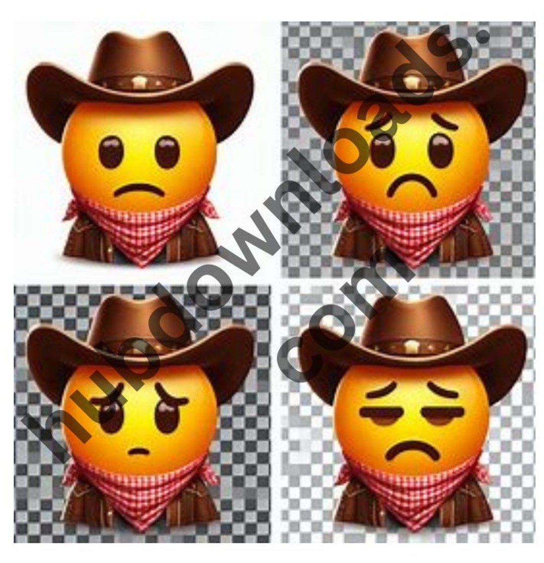 Sad Cowboy Emoji | Digital Download | Western Emoticons | Country ...