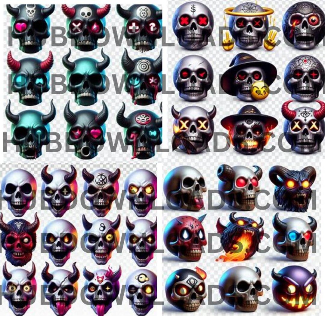 Cursed Skull Emojis | Gothic, Spooky Emoticons | Halloween, Texting ...
