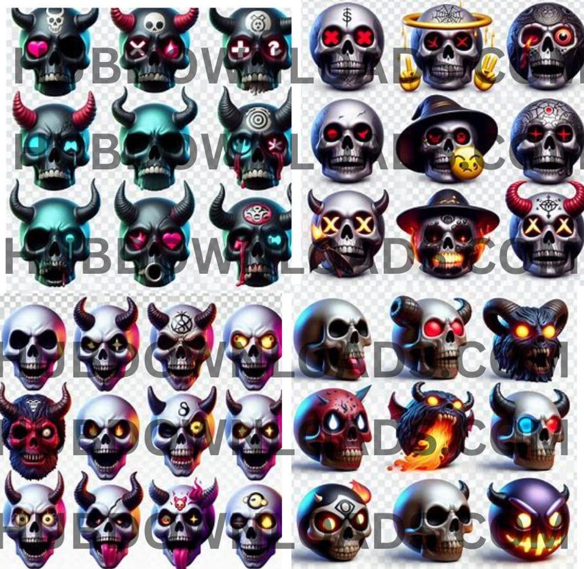 Cursed Skull Emojis | Gothic, Spooky Emoticons | Halloween, Texting ...