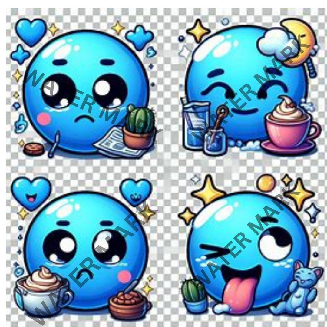 Cool Blue Emoji PNG Digital Download Transparent Background - Etsy