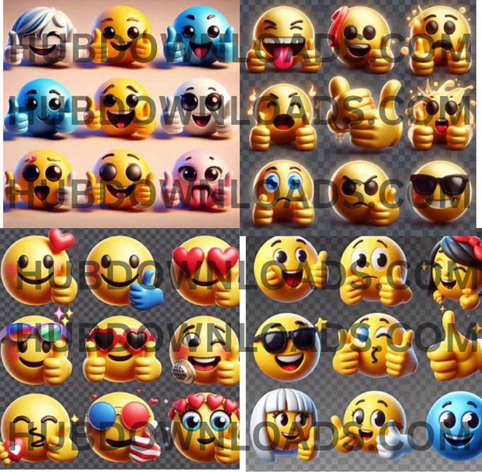 3D Thumbs up Emoji Meme PNG Set | Funny Reaction Emoticons | Digital ...